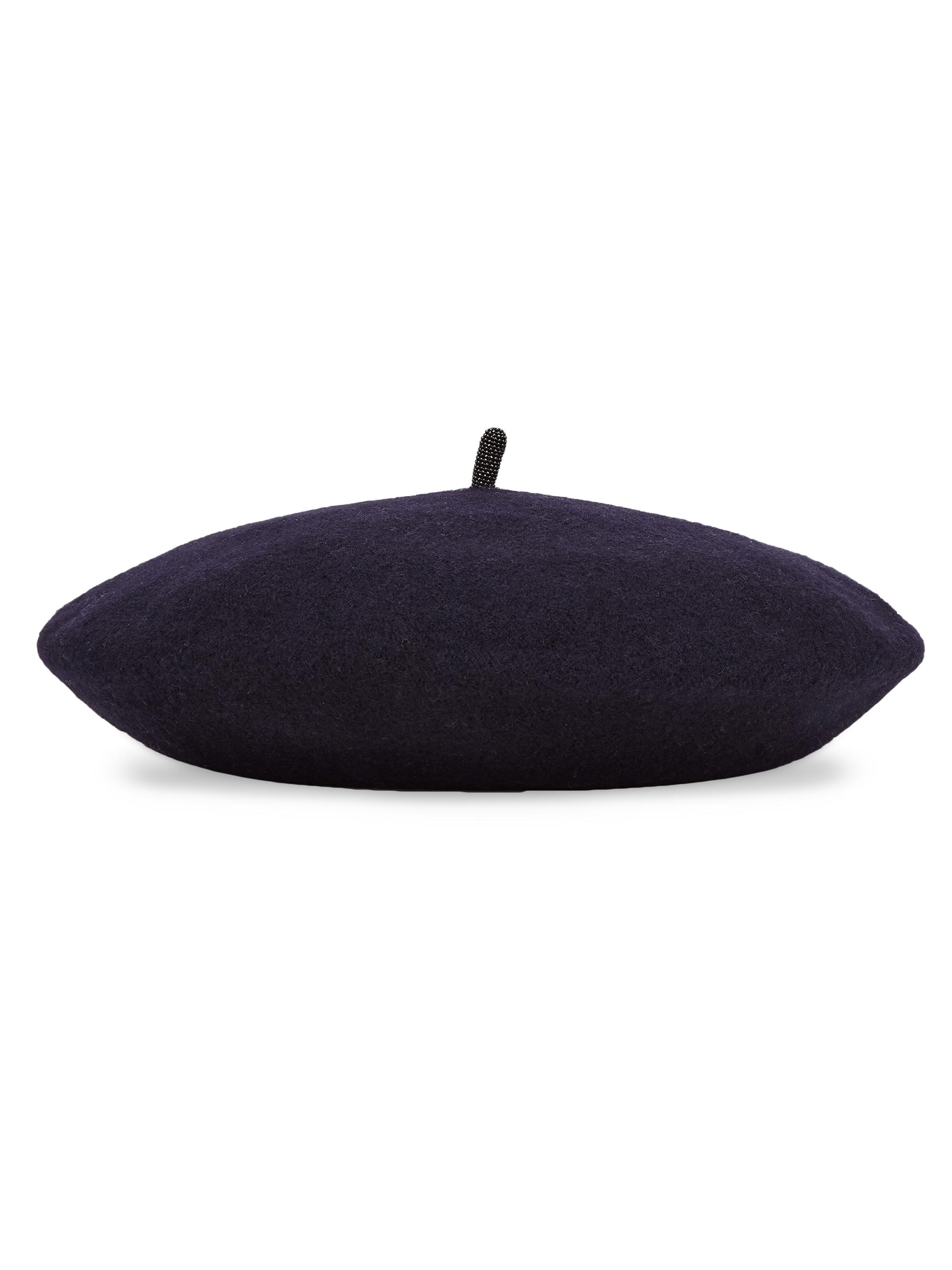 Shop Brunello Cucinelli Wool Beret Hat with Precious Detail | Saks ...