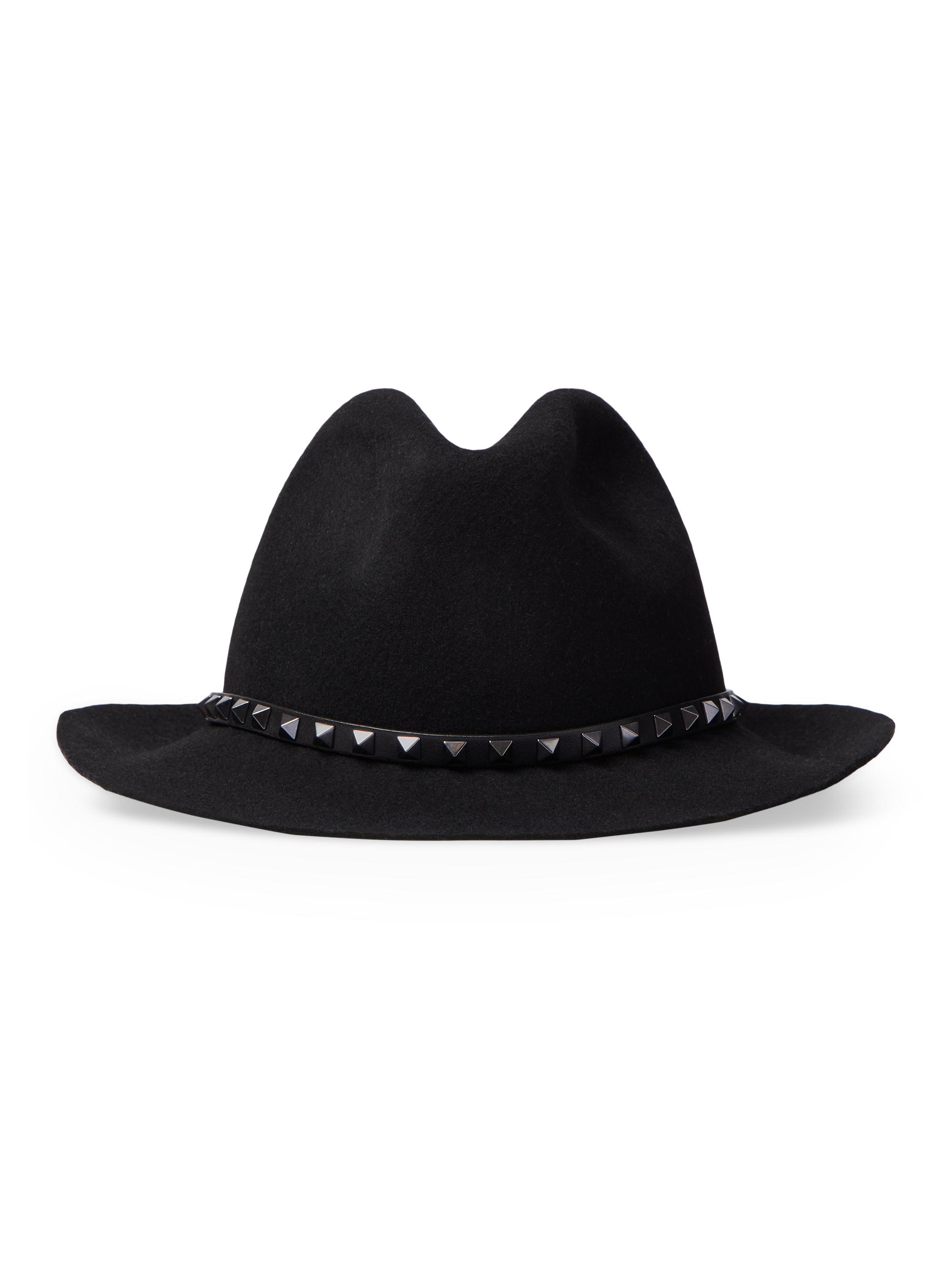 Shop Valentino Garavani Rockstud Wool And Leather Fedora Hat With ...