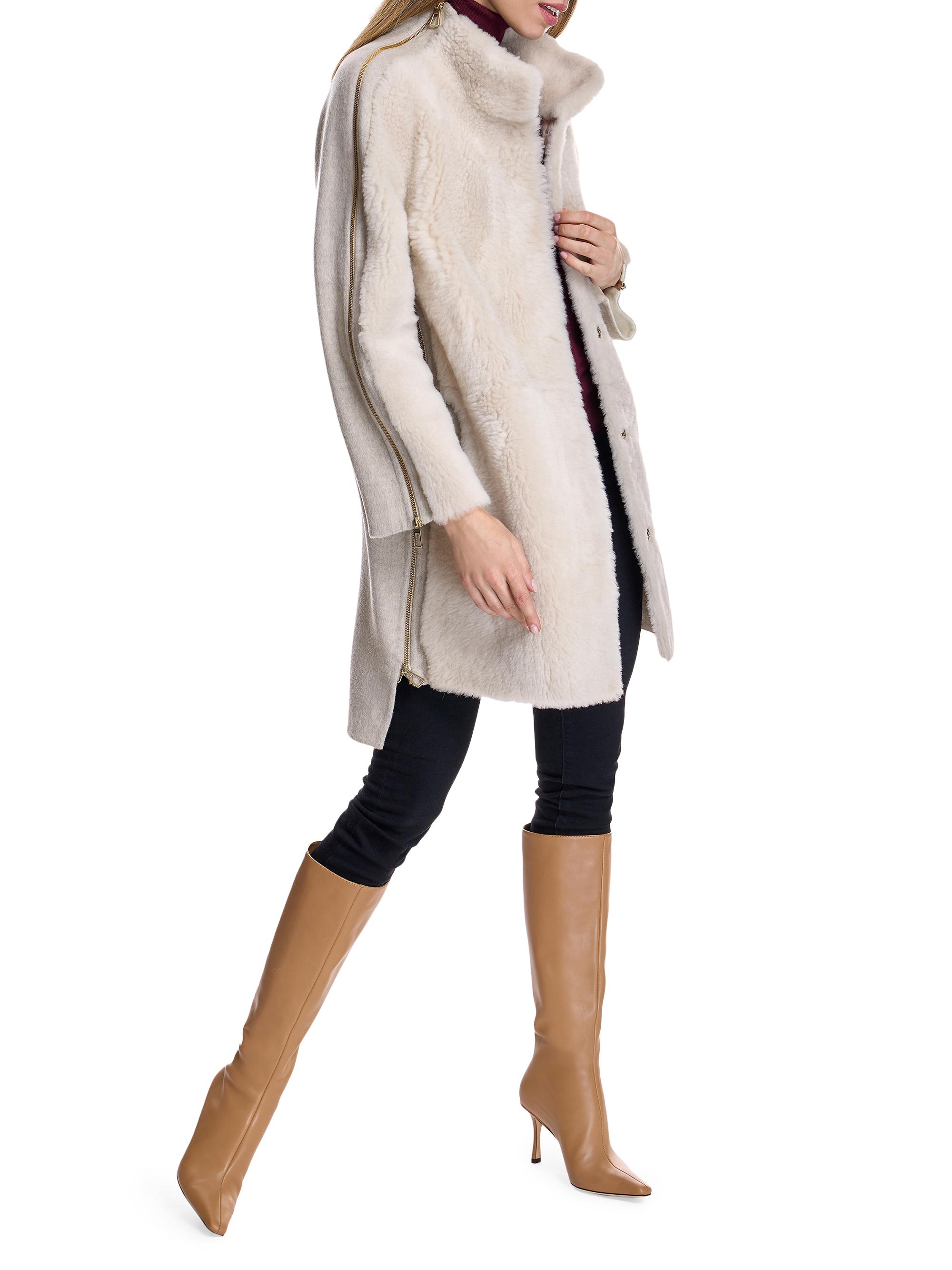 Shop Maximilian Shearling & Wool Zip Cocoon Coat | Saks Fifth Avenue
