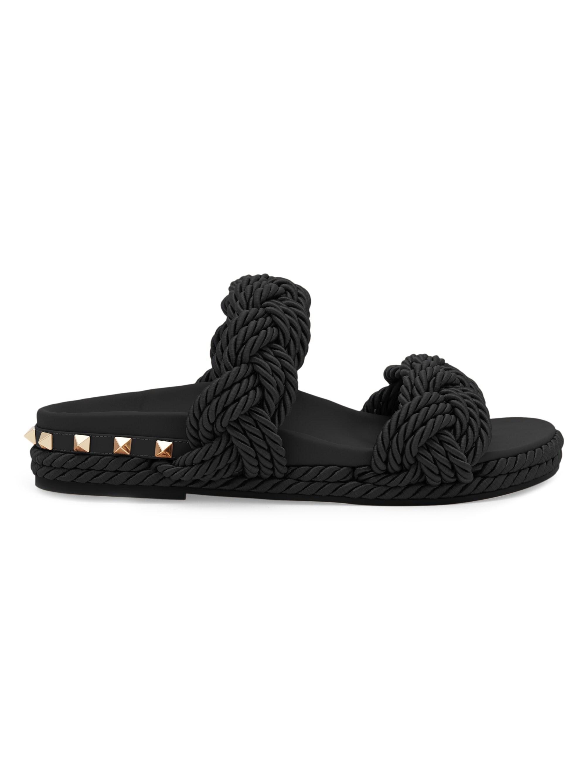 Shop Valentino Garavani Rockstud Braided Espadrille Slides | Saks Fifth ...