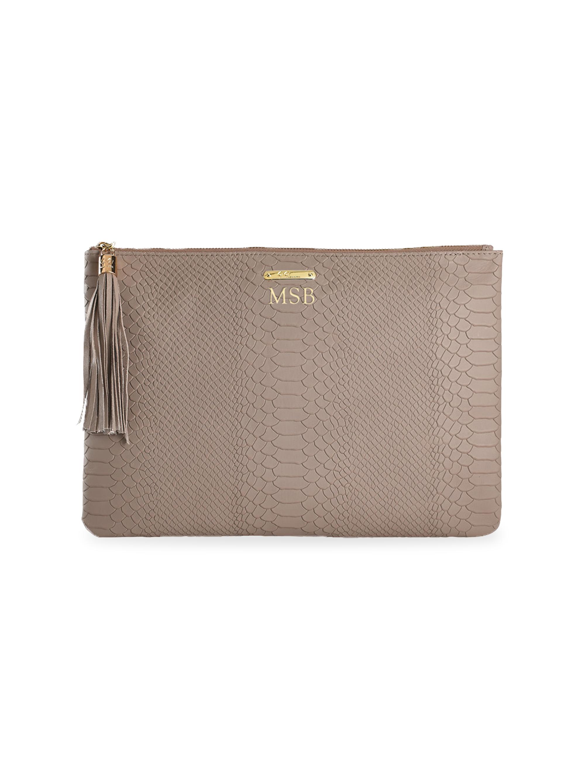 Shop GiGi New York Uber Python-Embossed Leather Clutch | Saks Fifth Avenue