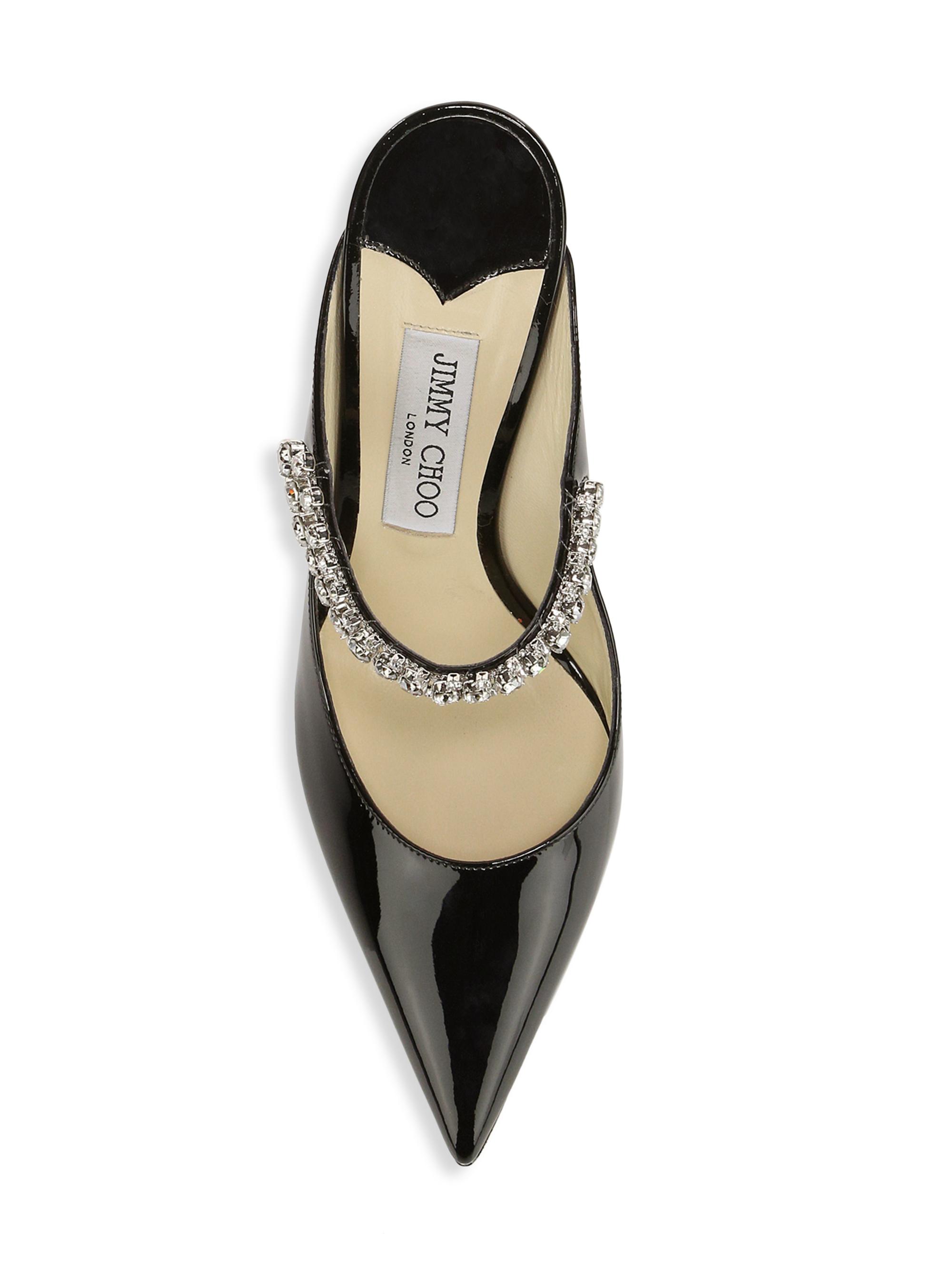 Shop Jimmy Choo Bing 100 Embellished Patent Leather Mules | Saks Fifth ...